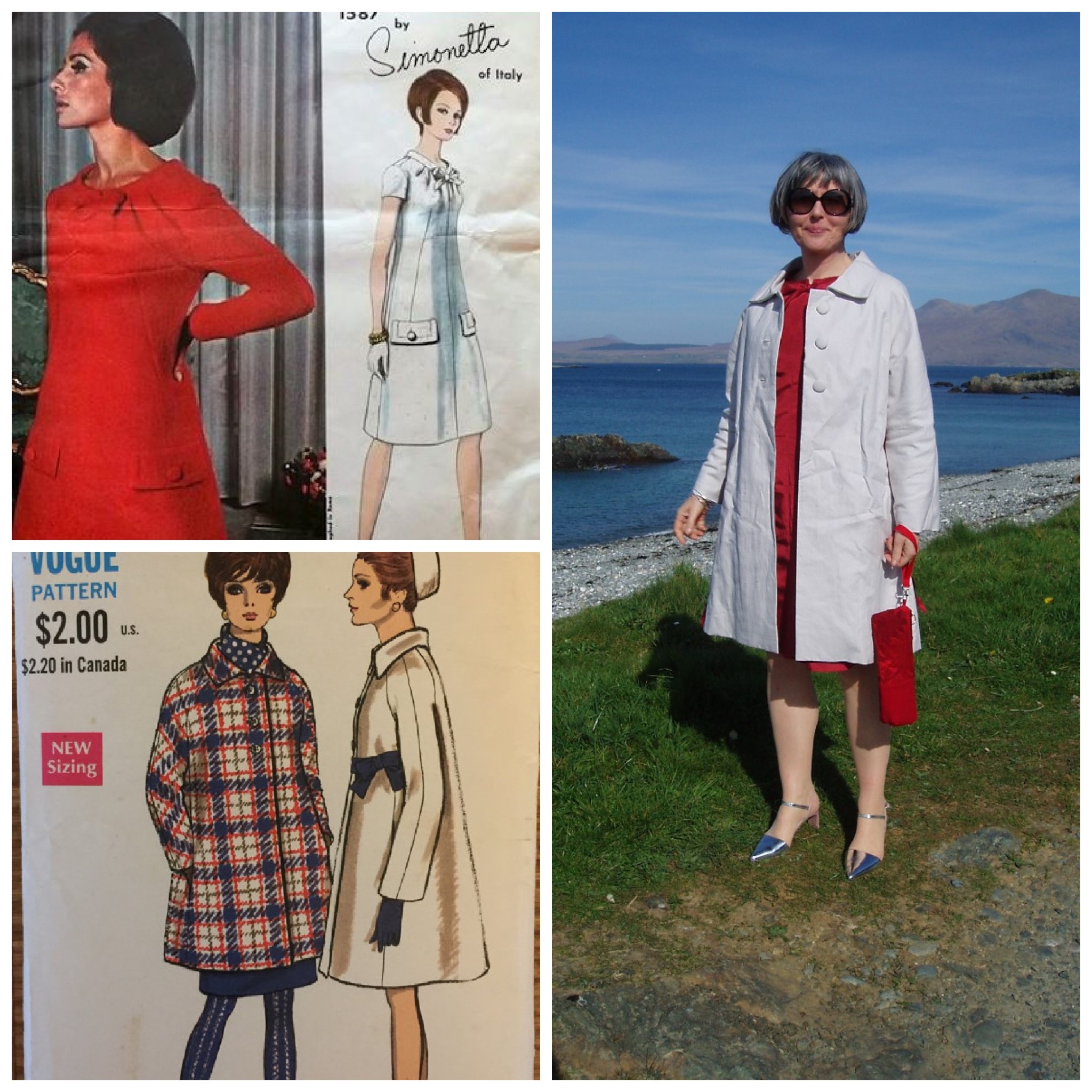 simonetta dress 1587 – vogue coat 7514 – upsew